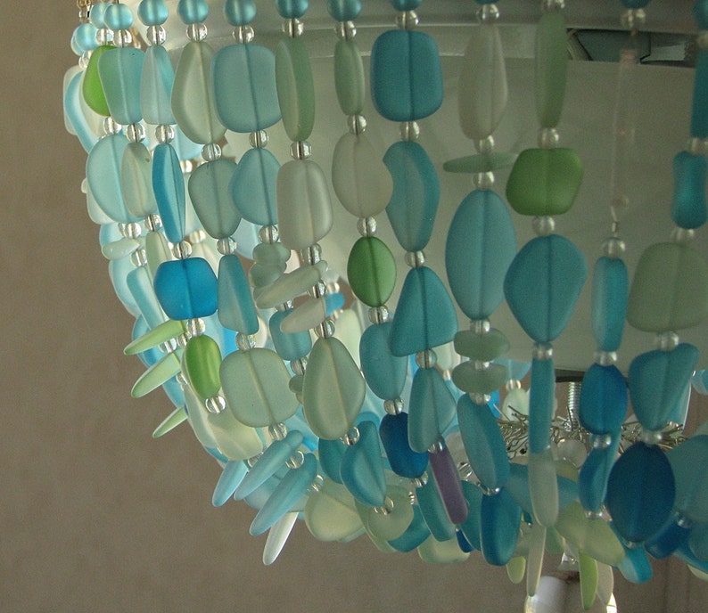 Sea Glass Chandelier Lighting Fixture Beach Glass Ceiling - Etsy