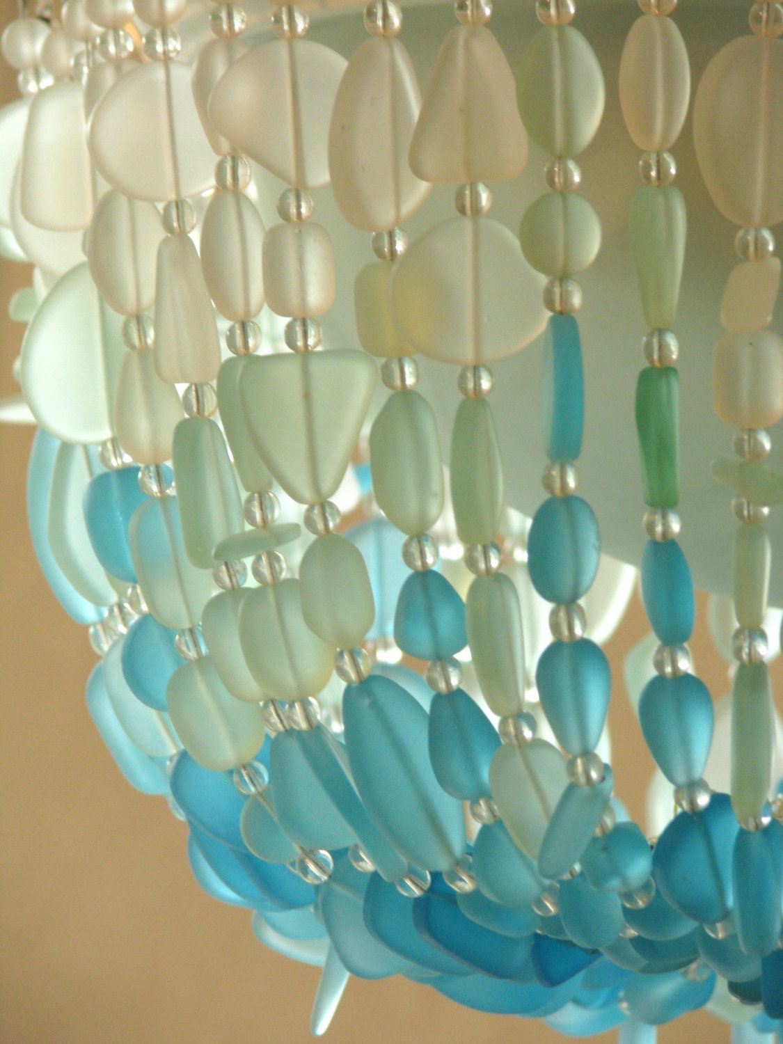 Sea Glass Chandelier Lighting Fixture FLUSH MOUNT Coastal - Etsy