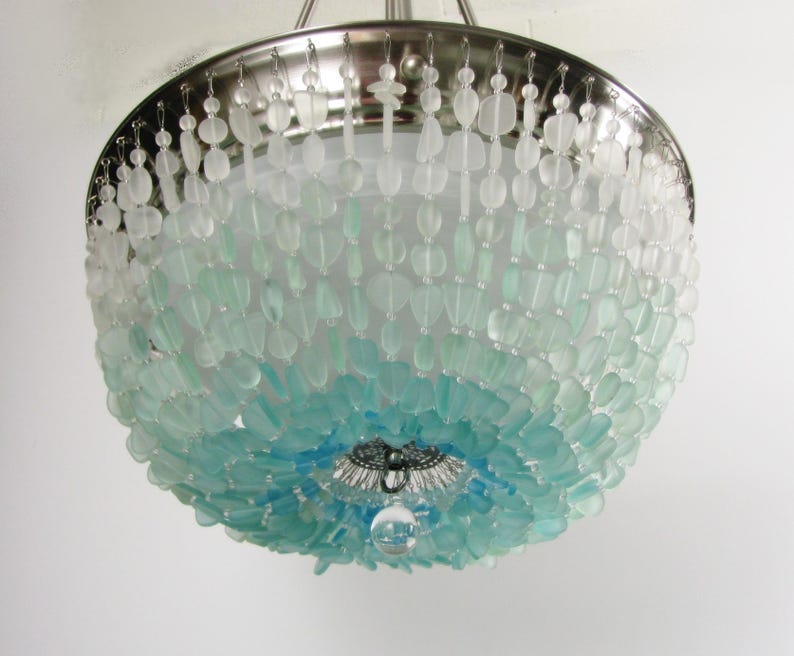 Sea Glass Chandelier: Biscayne Bay Coastal Lighting Fixture - Etsy