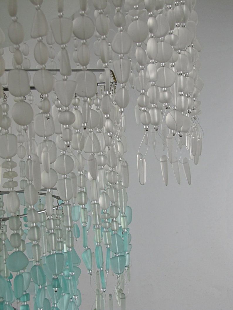Sea Glass Chandelier Lighting Ceiling Fixture Beach Glass Coastal Decor ...