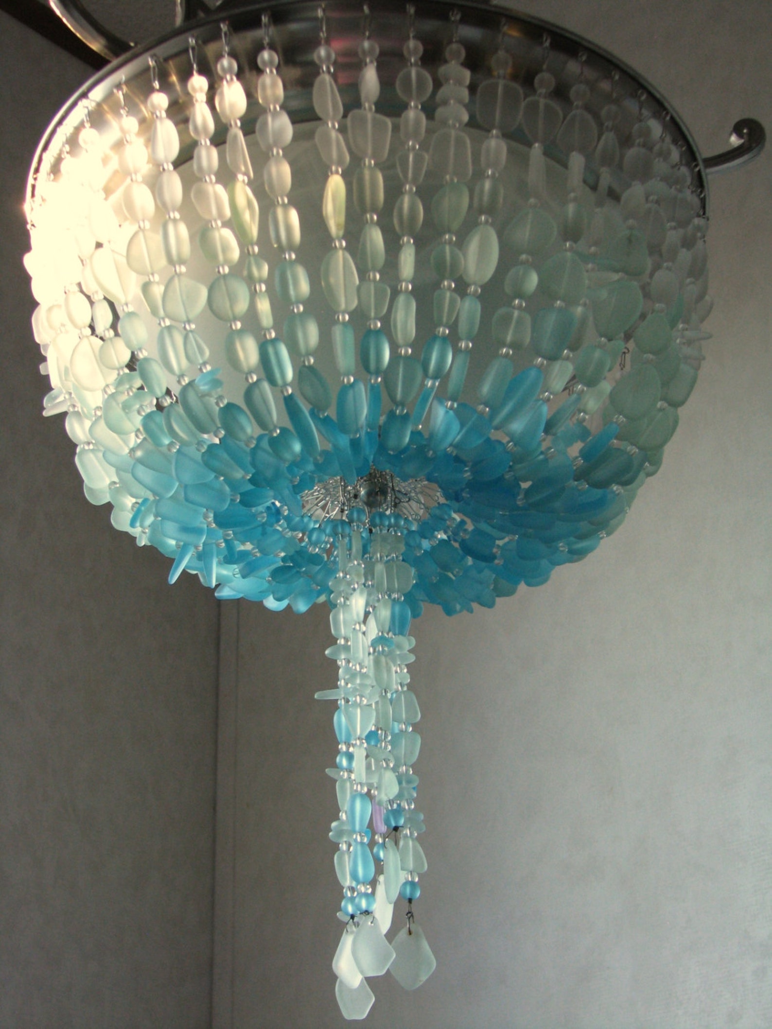 Sea Glass Chandelier Ombre Semi-flush Coastal Decor Beach | Etsy