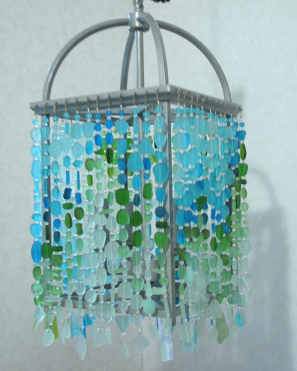 Sea Glass Chandelier Ceiling Fixture Foyer Light Coastal Decor | Etsy