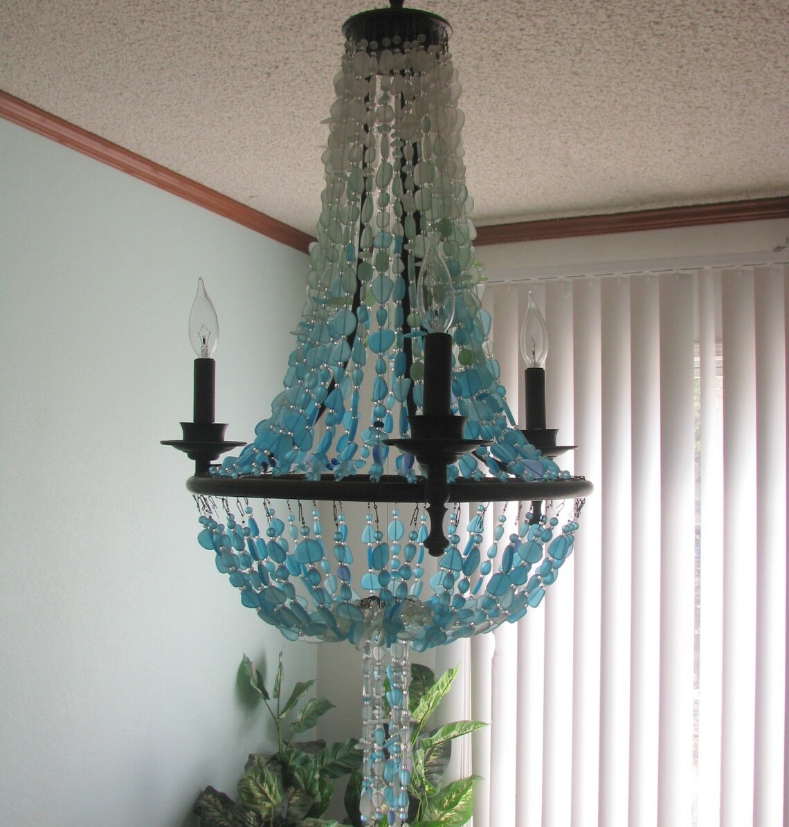 Sea Glass Lighting Fixture Chandelier Coastal Decor Beach - Etsy