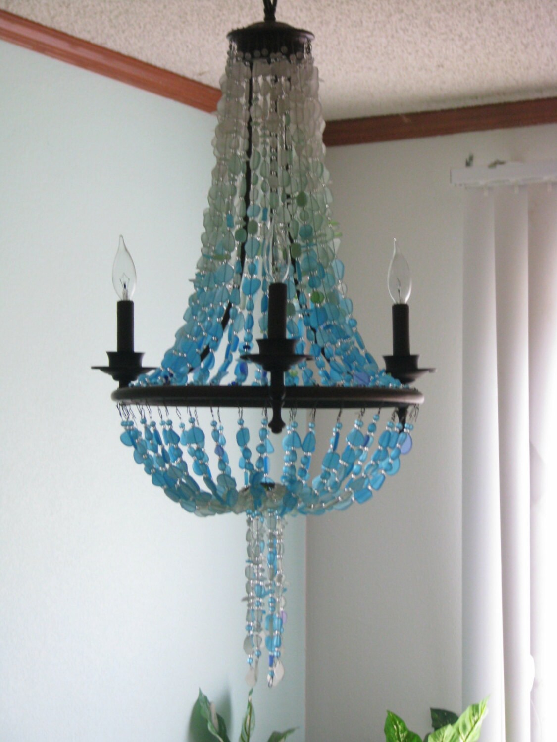 Sea Glass Lighting Fixture Chandelier Coastal Decor Beach - Etsy