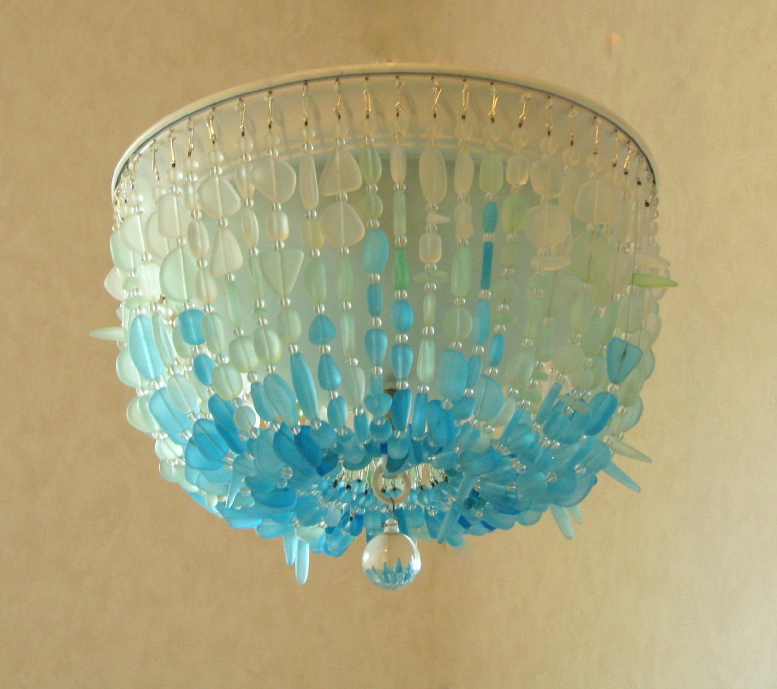 Sea Glass Chandelier Lighting Fixture FLUSH MOUNT Coastal - Etsy