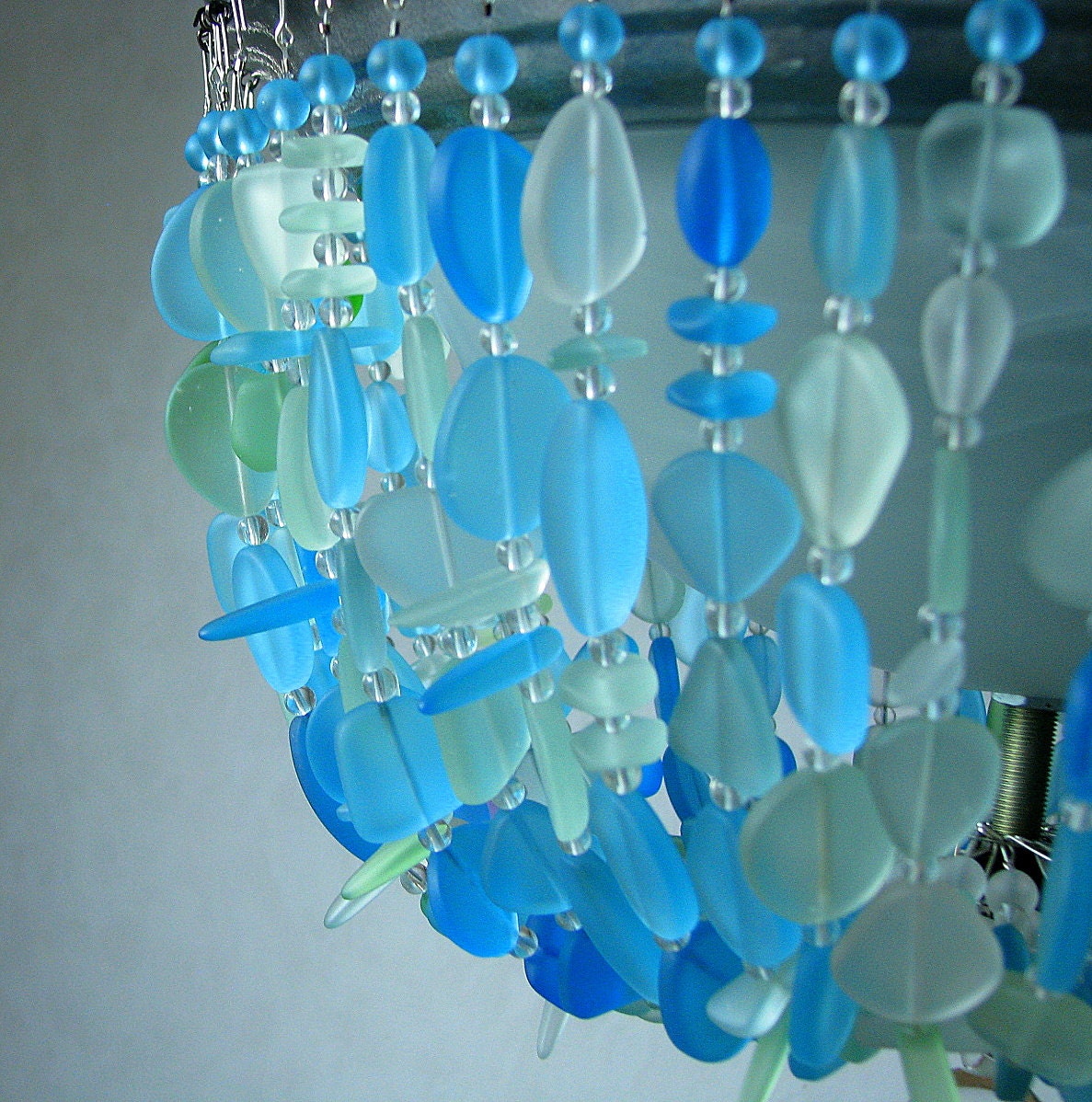 Sea Glass Lighting Fixture Chandelier SEMI FLUSH MOUNT Coastal | Etsy