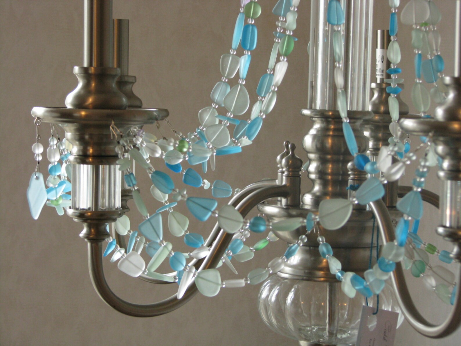 Sea Glass Chandelier Coastal Ceiling Fixture 5 Light Seashore | Etsy