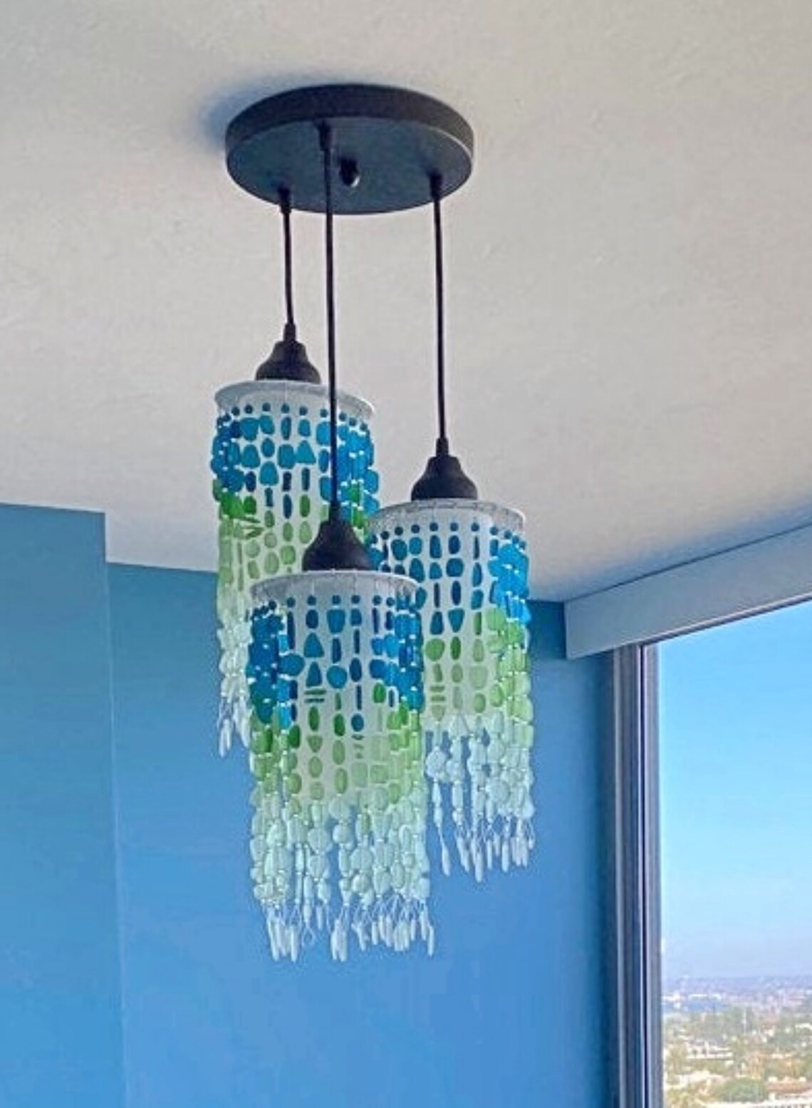 Sea Glass Pendant Light Mini Pendant Hanging Light Fixture - Etsy
