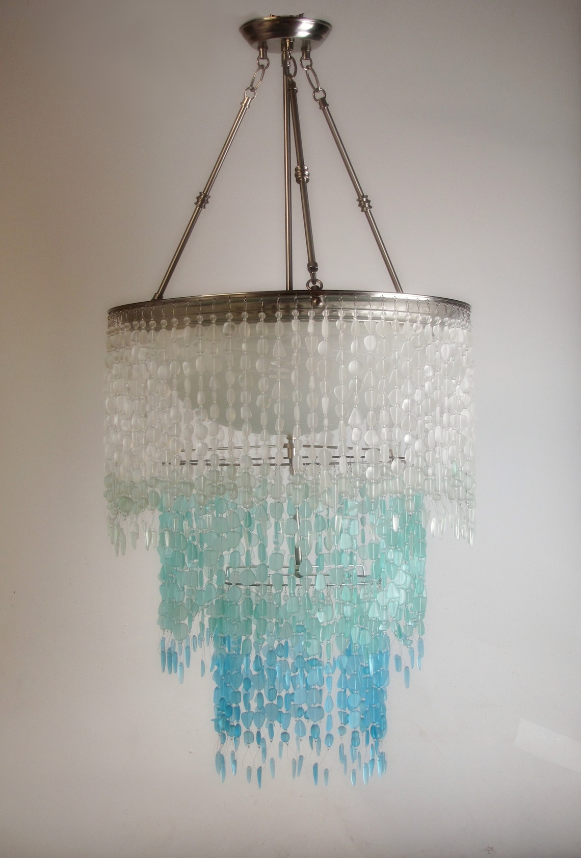 Sea Glass Chandelier Lighting Ceiling Fixture Beach Glass - Etsy