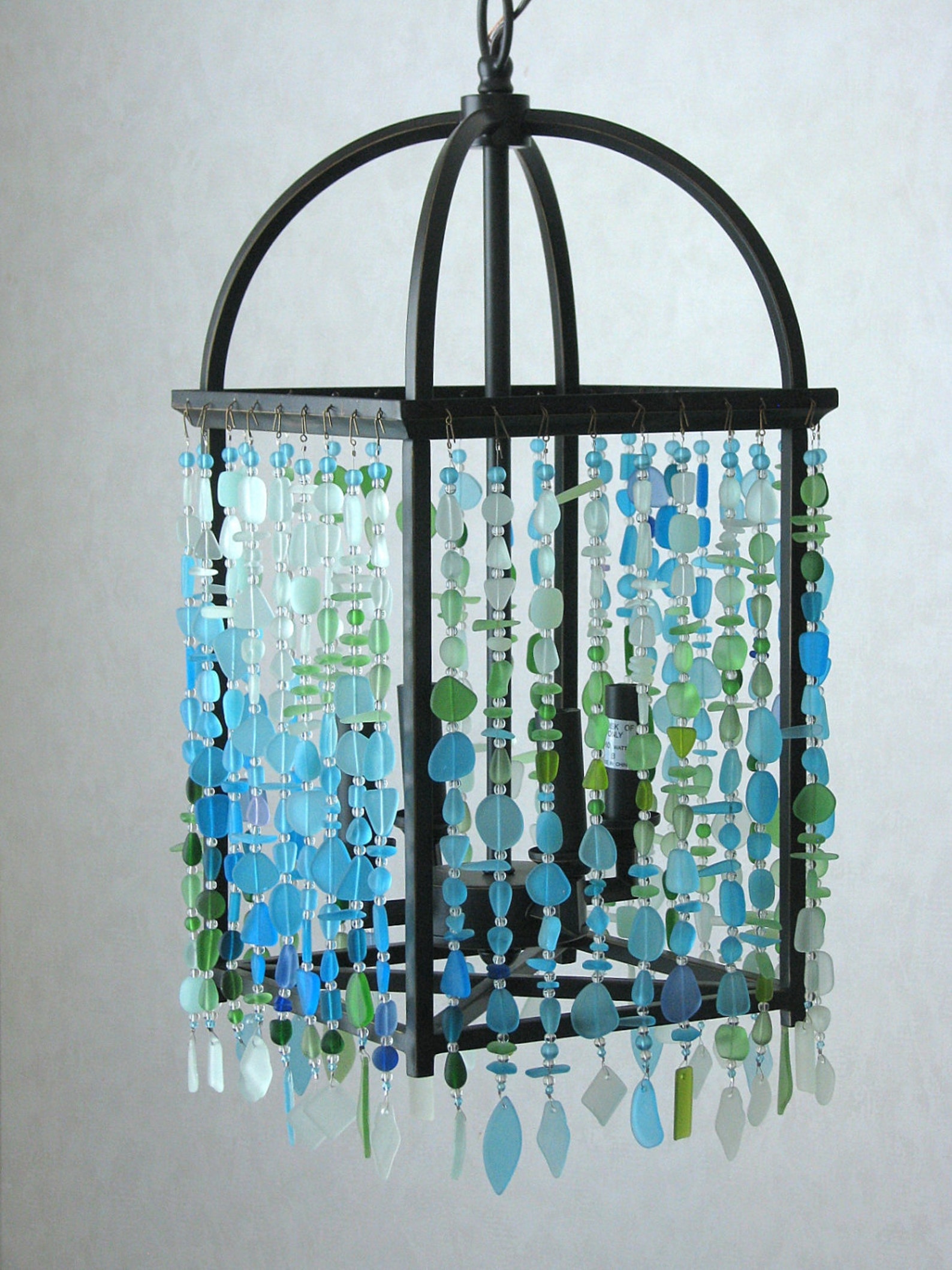 Sea Glass Chandelier Ceiling Fixture Foyer Light Coastal Decor - Etsy