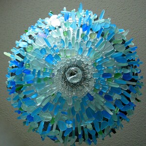 Sea Glass Lighting Fixture Chandelier SEMI FLUSH MOUNT Coastal Decor ...