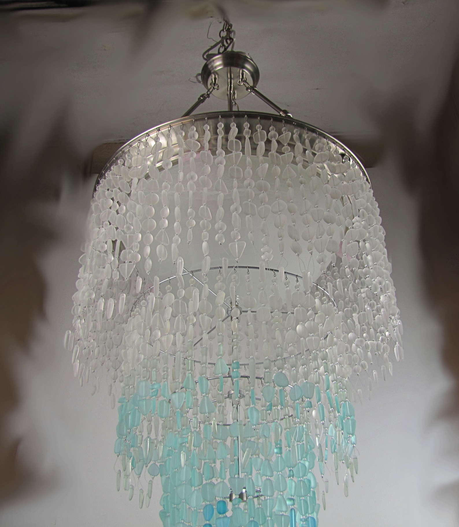 Sea Glass Chandelier Lighting Ceiling Fixture Beach Glass - Etsy