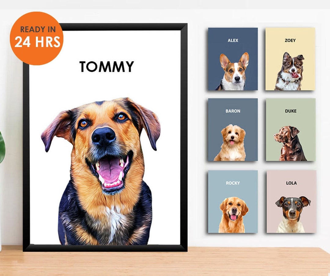 Pet Portrait Custom & Personalized Dog Wall Art or Pet Dog Wall Art ...