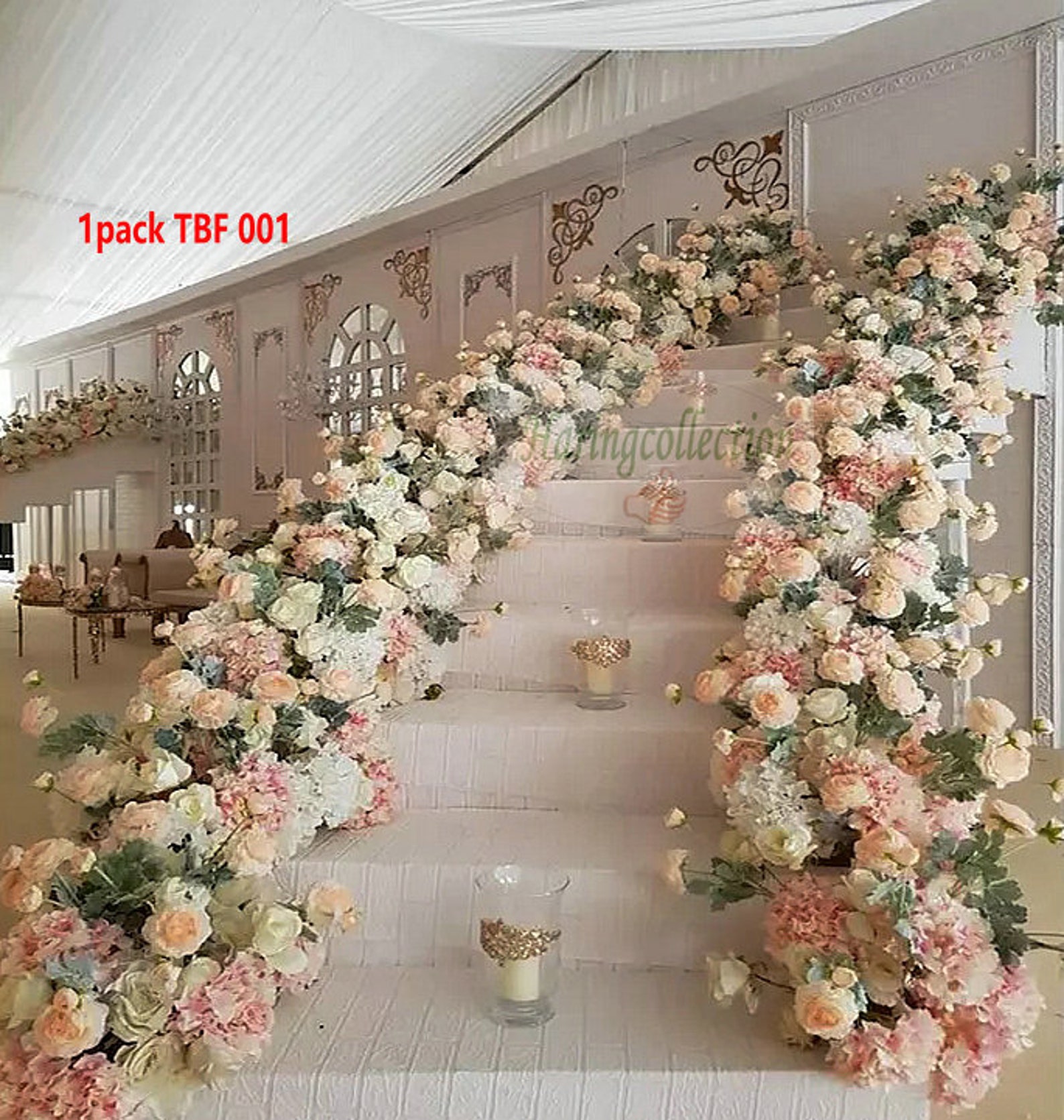 Wedding Flower Garland, Custom Wedding Reception, Wedding Stairway ...