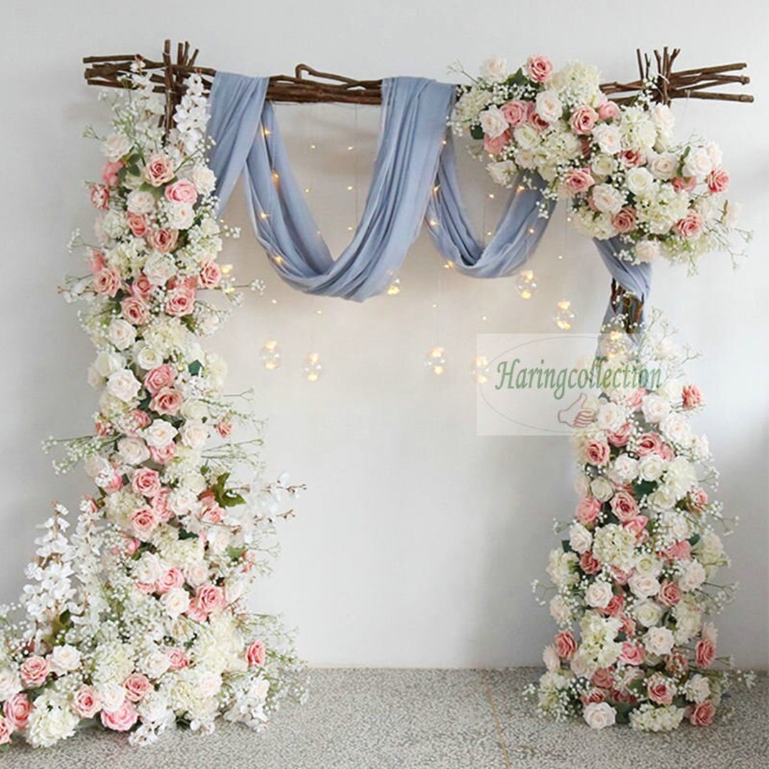 Baby Breath White Pink Rose Girls Baby Shower Archway Flower Corner ...