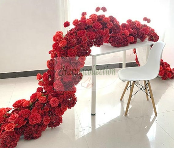 Passionate Rose Flower Garland Wedding Reception Table - Etsy