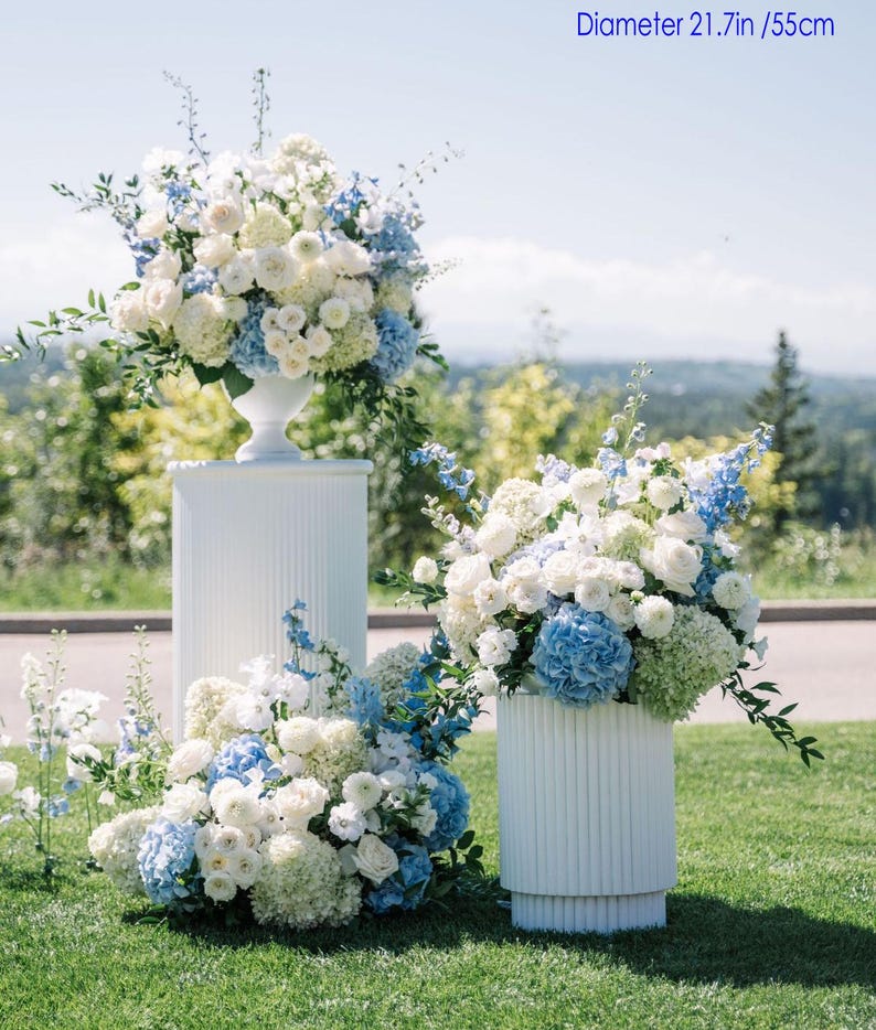Blue Hydrangeas and White Juliet Roses Table Centerpiece Flower Ball ...