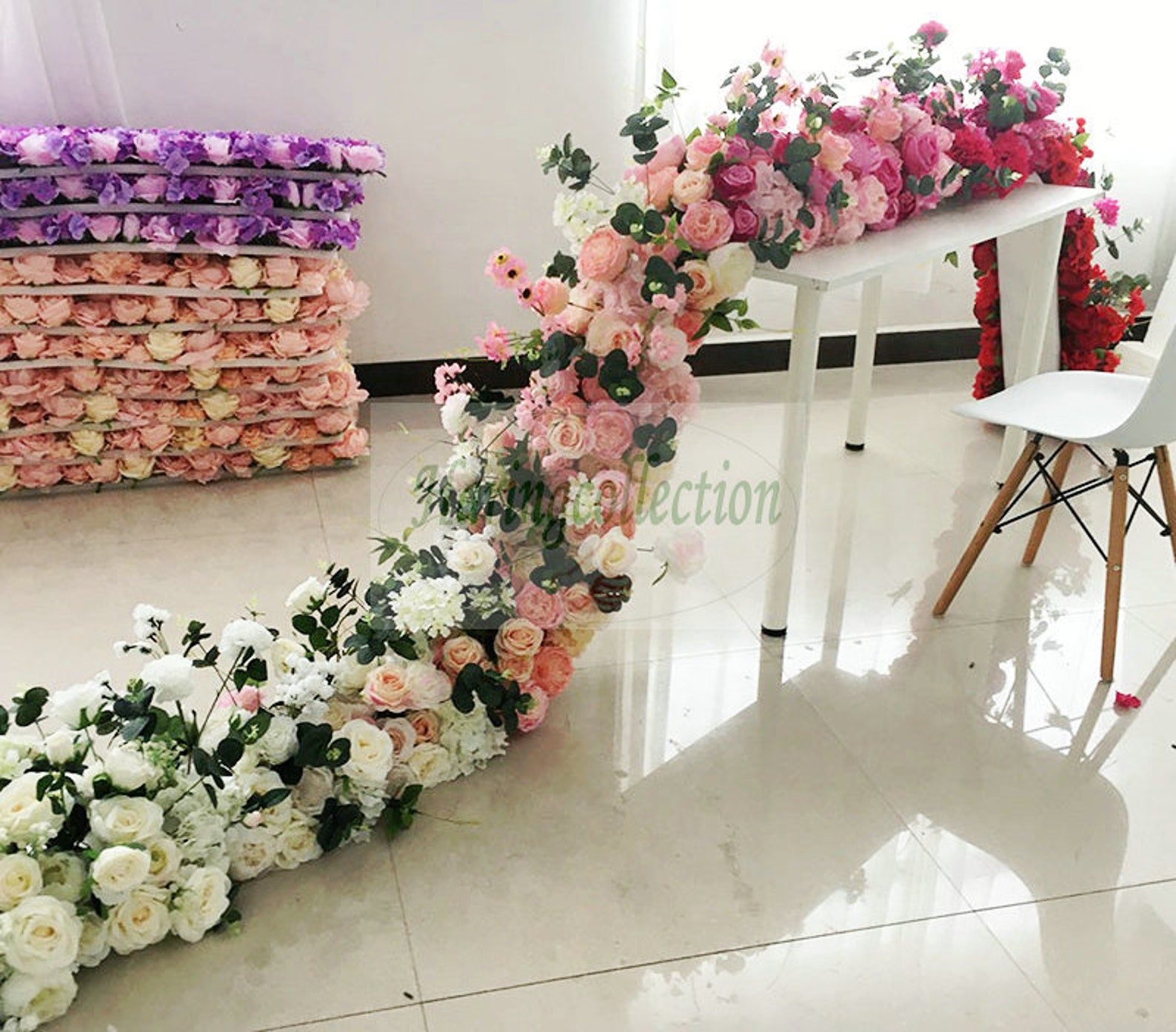 Passionate Rose Flower Garland Wedding Reception Table - Etsy