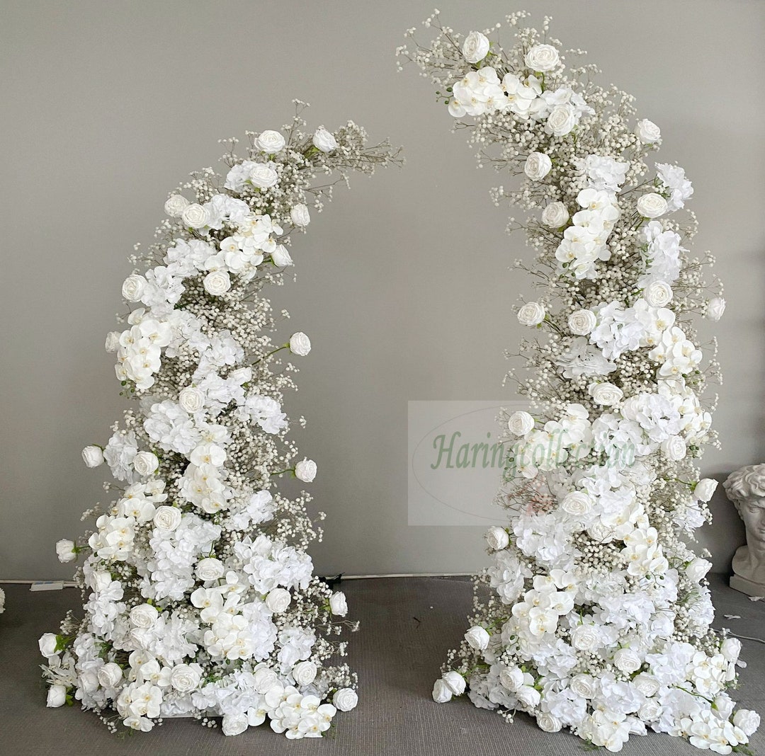 Luxury White Rose Baby Breath Hydrangeaswedding Archway Flower, Wedding Flowers Pillar, Wedding ...