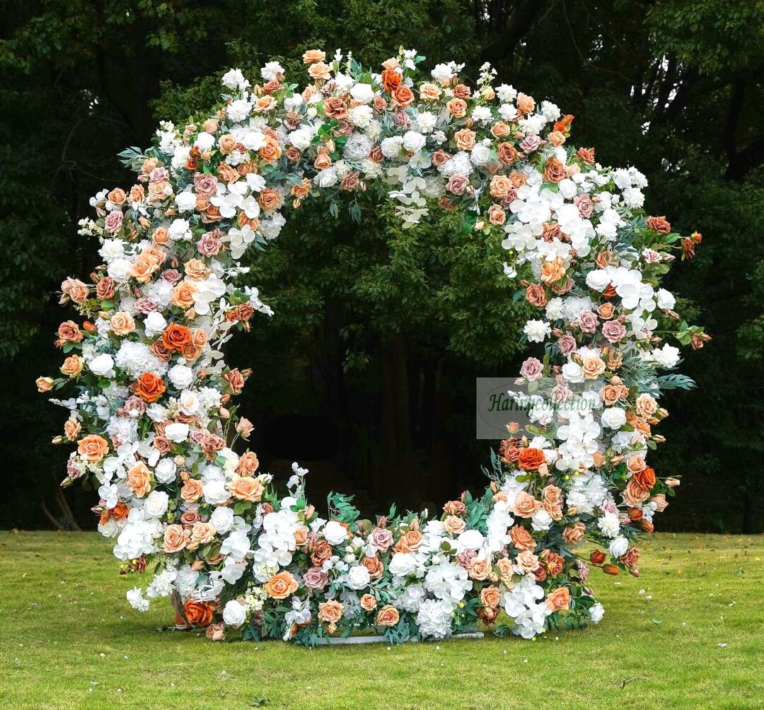 Burnt Orange Wedding Arch Floral Arrangement: Silk Flower Ceremony ...