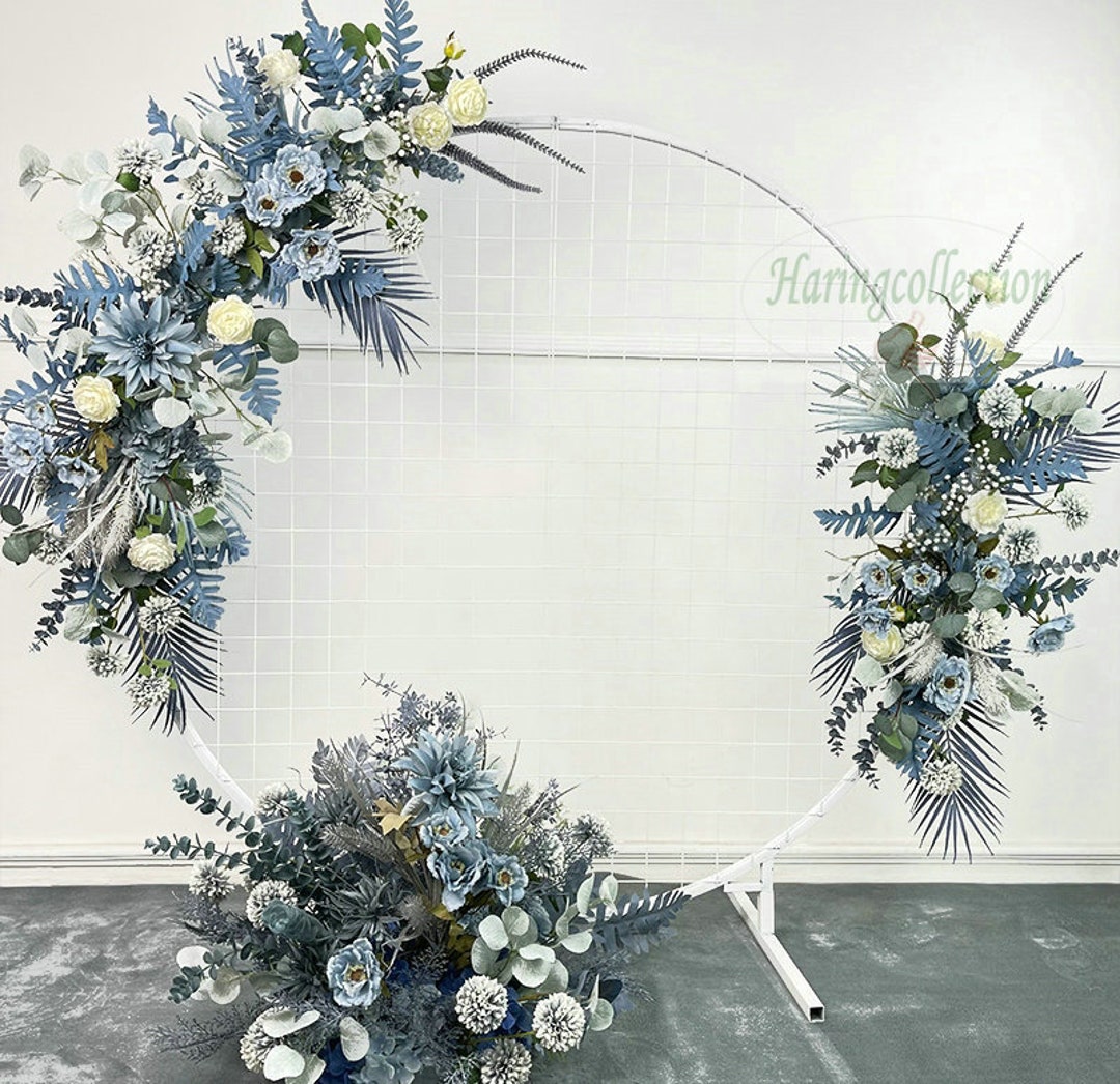 Dusty Blue Flower Arch Floral Arch Swag,gerbera Round Arch Ring Wedding ...