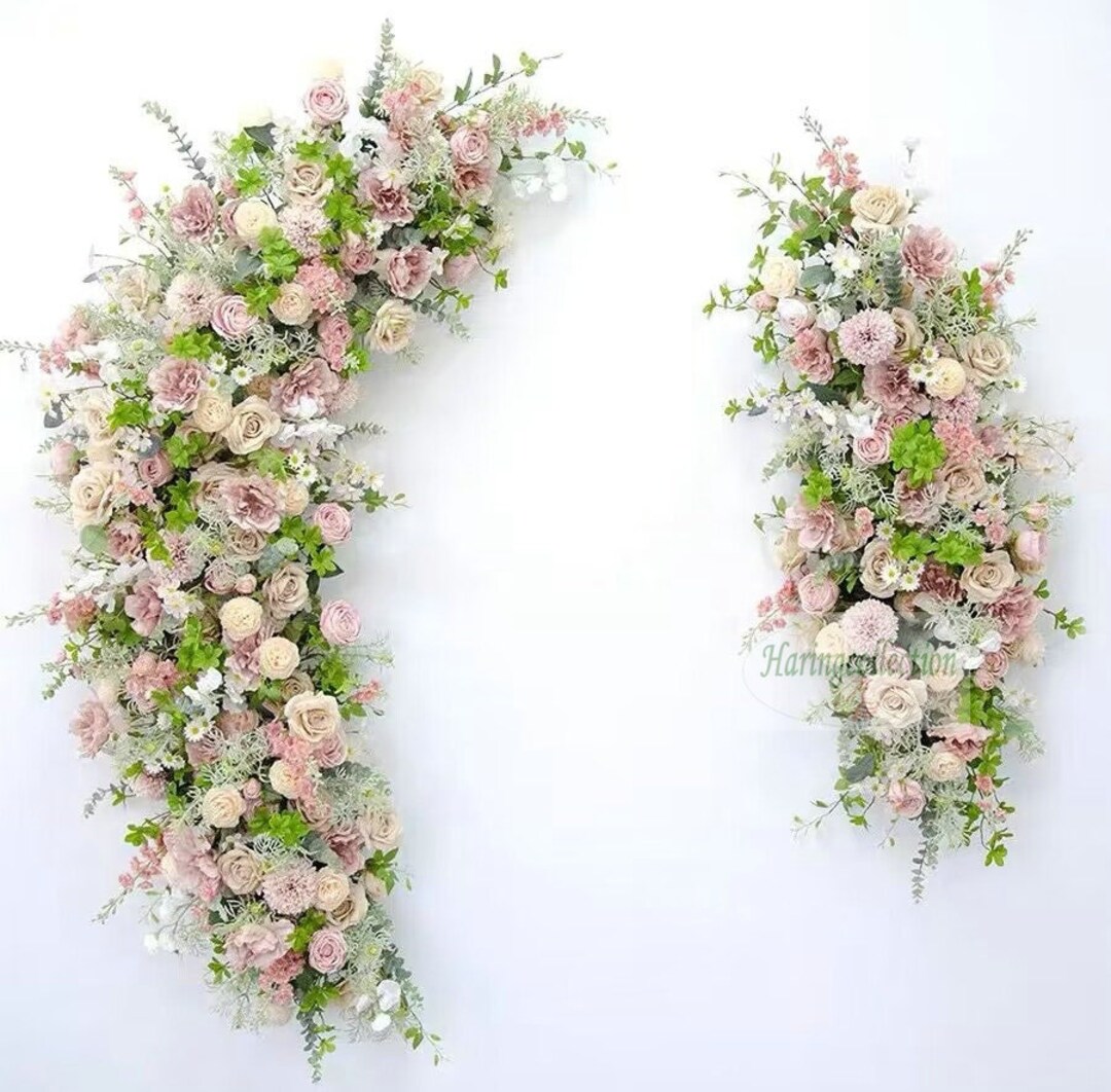 Blush Pink Wedding Arch Artificial Floral,rustic Flower Row ...