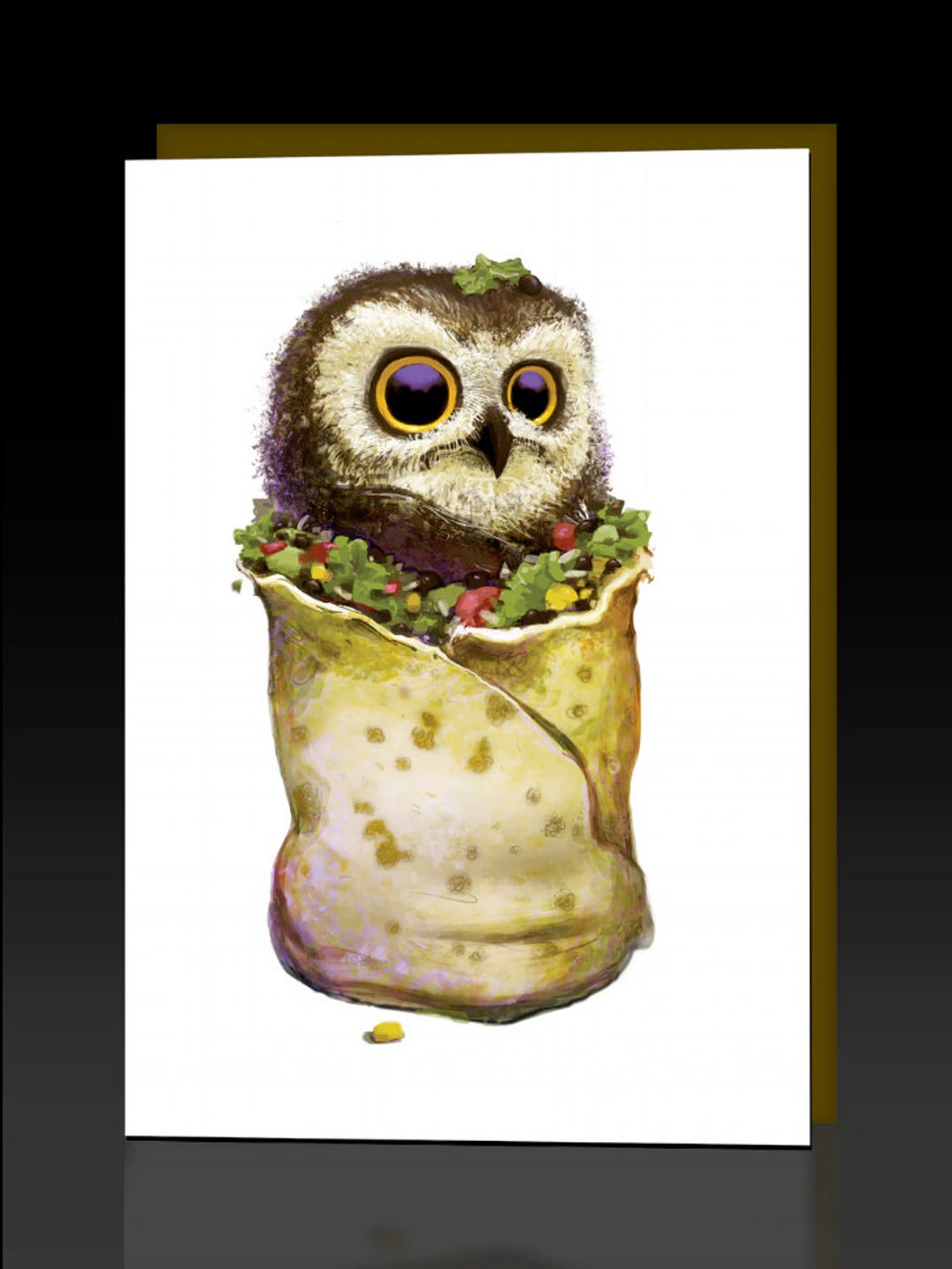 Owl in A Burrito Greeting Card - Etsy