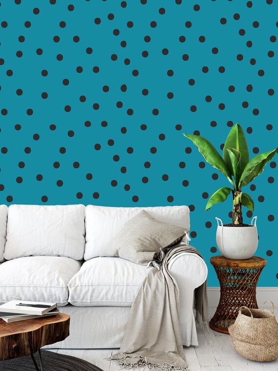 Aqua Polka Dot Wallpaper
