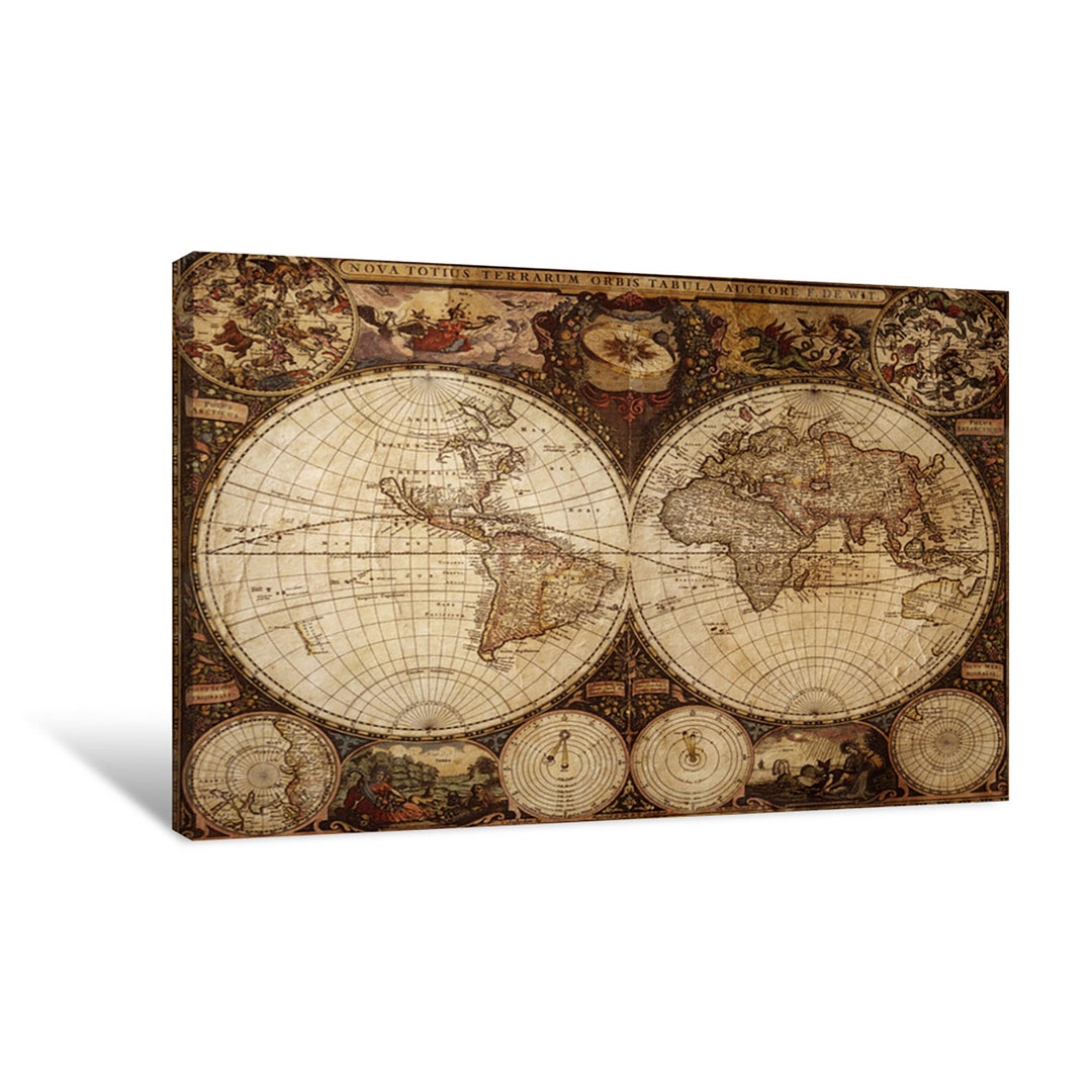 Vintage Map Canvas Print Wall Art | Décor for Home & Office | Limitless ...