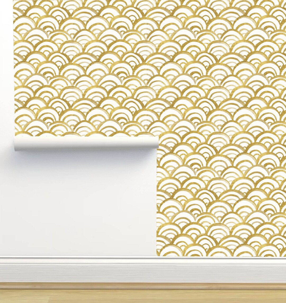 Gold Scallop Peel & Stick Wallpaper by Crystal Walen Home Decor Wall ...