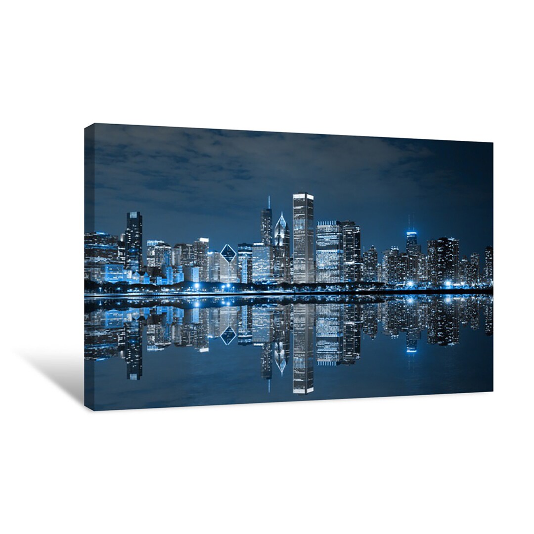 Futuristic Chicago Skyline at Night Canvas Wall Art Décor - Etsy
