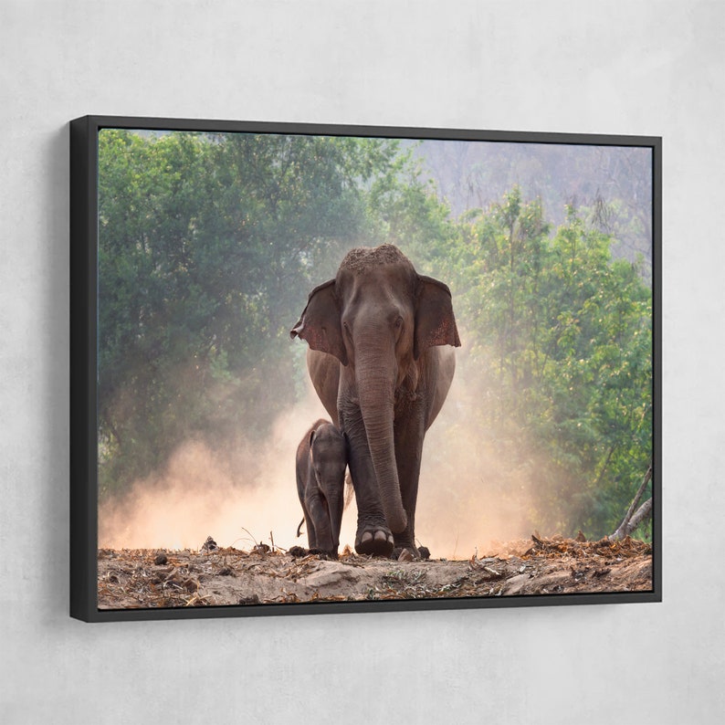 Safari Elephant Mother Canvas Wall Art | Décor for Home & Office ...