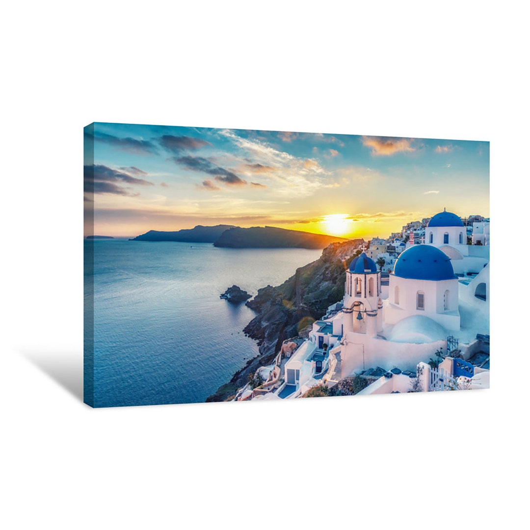 Santorini Island Greece at Sunset Canvas Wall Art | Décor for Home ...