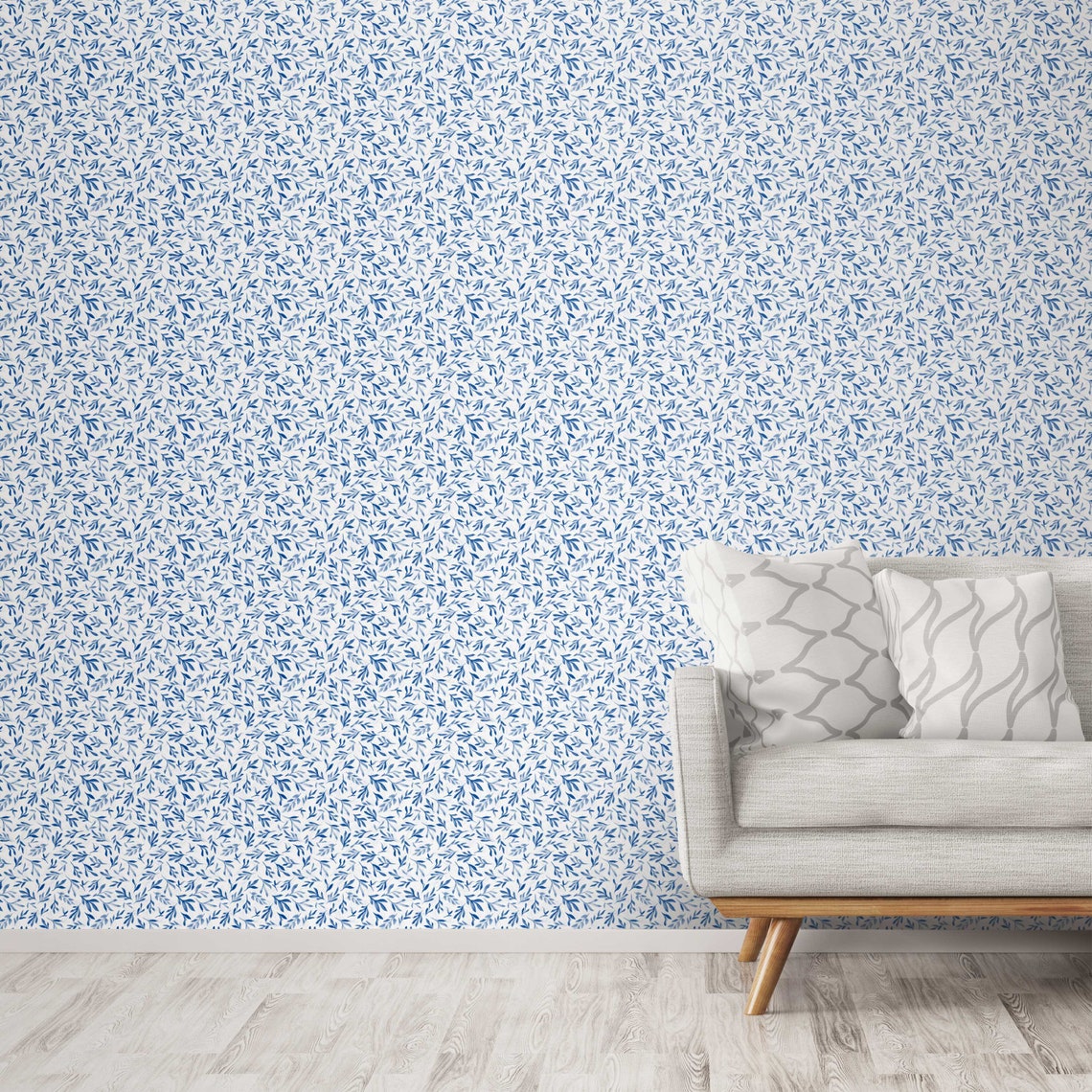 Monochromatic Leaves Peel and Stick Luxury Wallpaper by Lisee Ree - Etsy