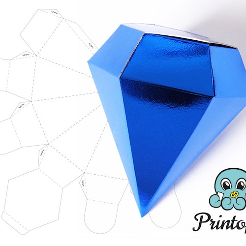 Diamond Shape Printable Gift Box Template PDF Digital File - Etsy