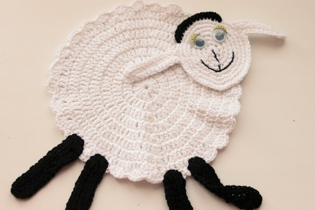 Crochet Sheep Coaster - Eco Friendly, Cotton Coaster, White Cotton - Etsy