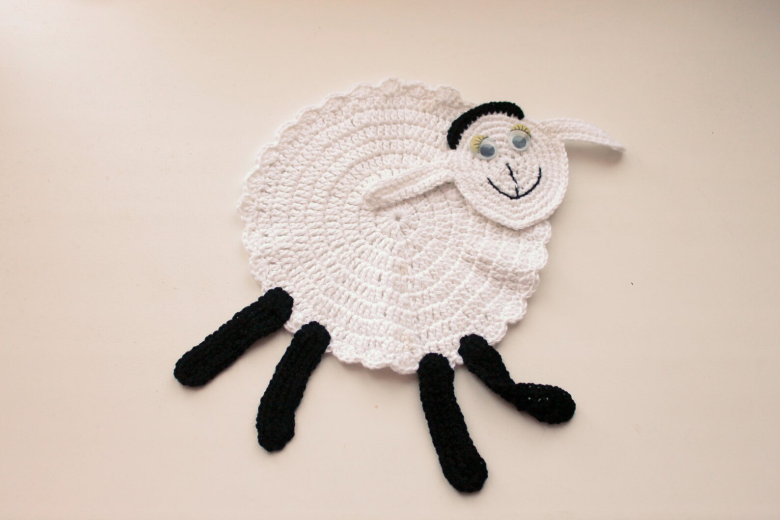 Crochet Sheep Coaster - Eco Friendly, Cotton Coaster, White Cotton - Etsy