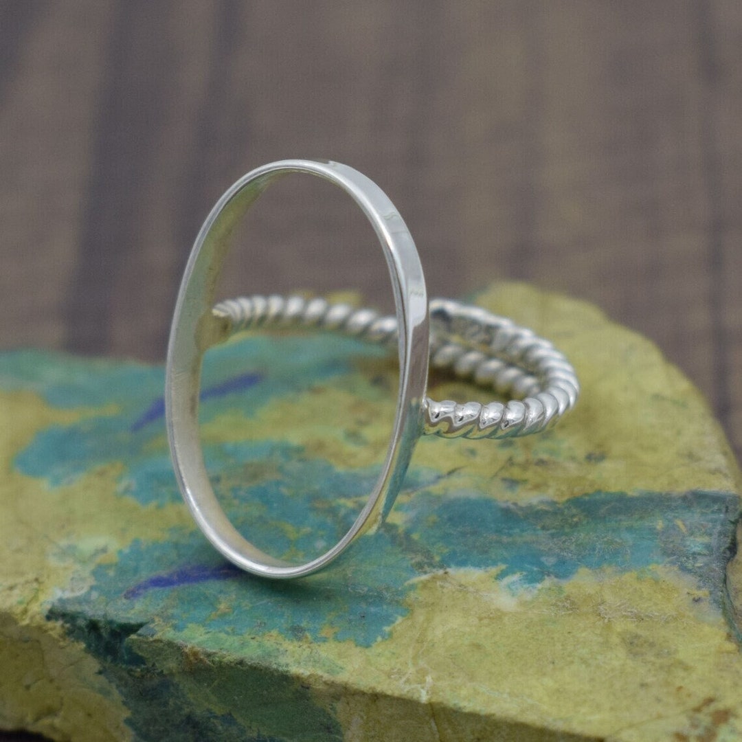 Sterling Silver Oval Cabochon Ring Mount, Adjustable Gemstone Setting ...