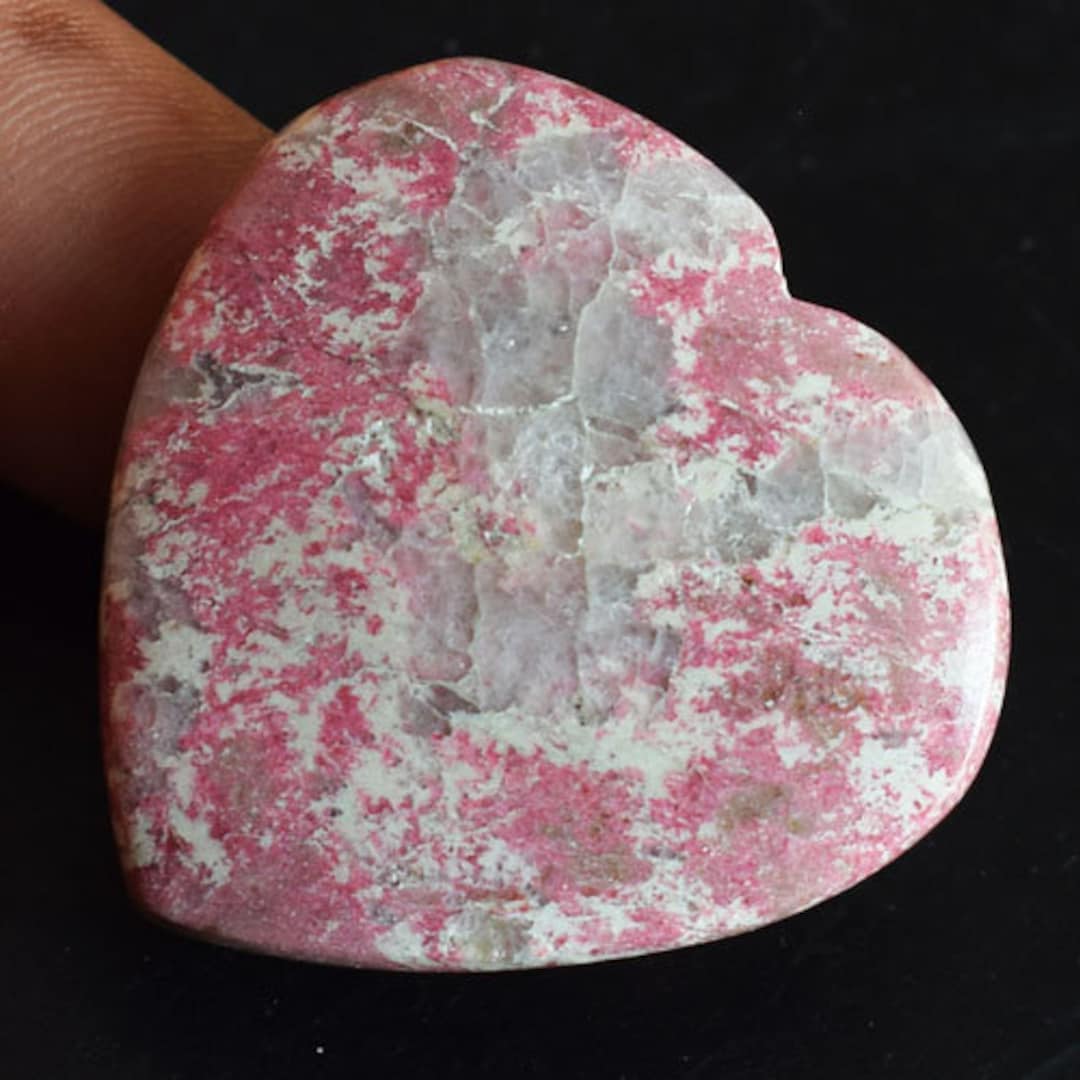 Norwegian Thulite Heart Cabochon Stone, Vibrant Pink Natural Thulite ...