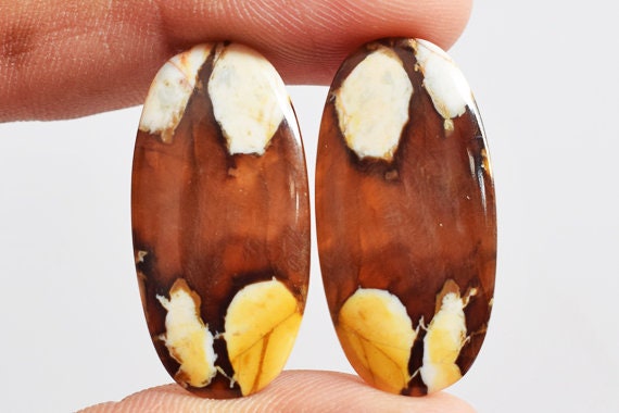 Pretty Look Natural Peanut Wood Jasper Oval Pair Cabochon | Etsy