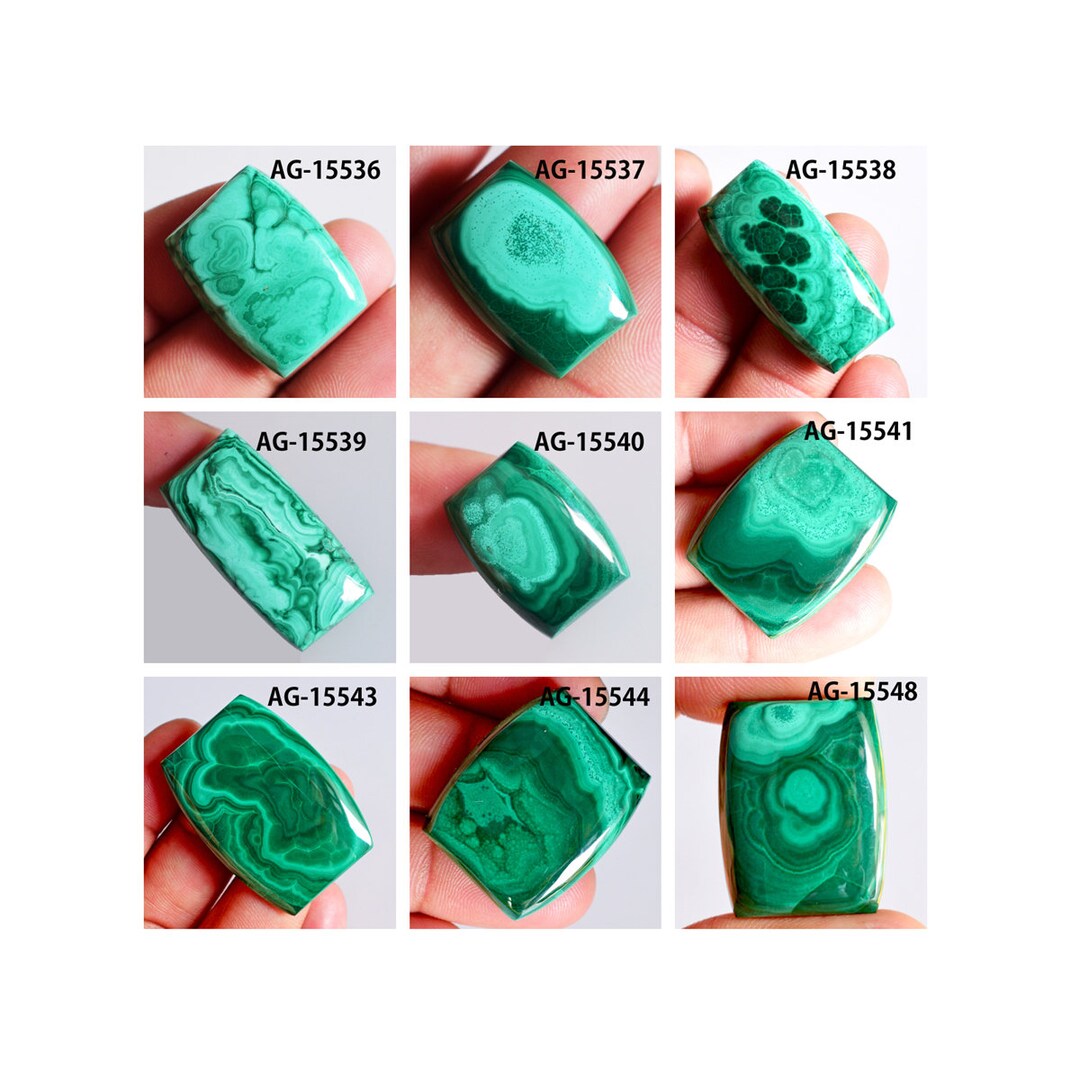 Natural Malachite Rectangle Shape Cabochon Flat Back Loose Semi ...