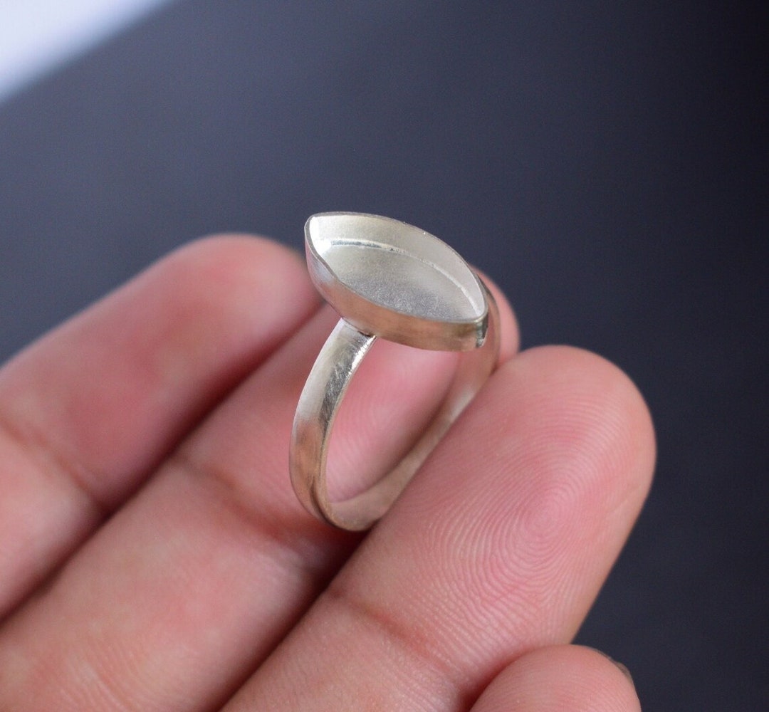 Sterling Silver Marquise Gemstone Bezel Cup Ring Blank - Etsy