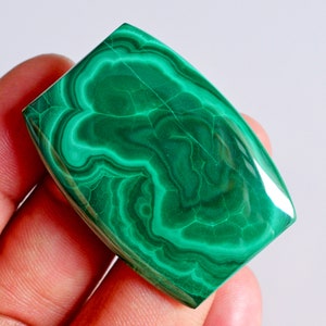 Natural Malachite Rectangle Shape Cabochon Flat Back Loose Semi ...