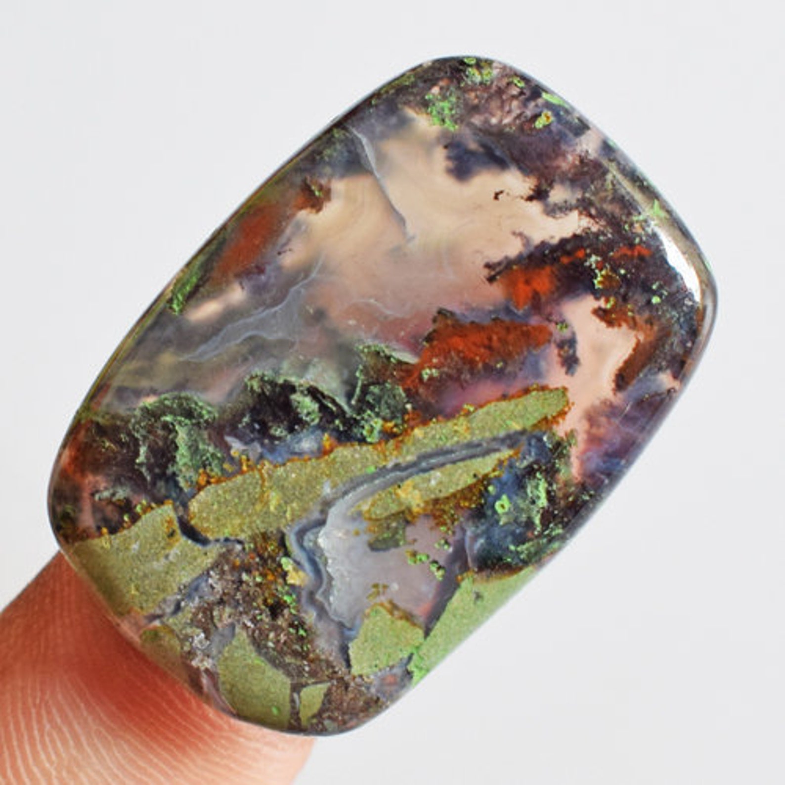 Natural Moroccan Apple Valley Agate Cabochon Size 32x22x5 MM | Etsy