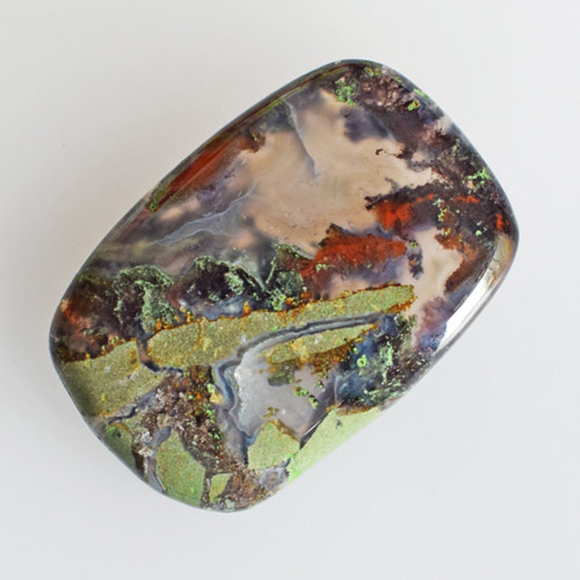 Natural Moroccan Apple Valley Agate Cabochon Size 32x22x5 MM | Etsy