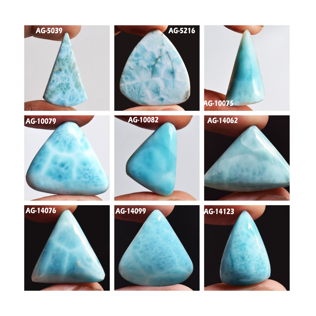 Natural Larimar Gemstone Sky Larimar Cabochon Pectolite Stone Larimar Crystal Triangle Larimar ...