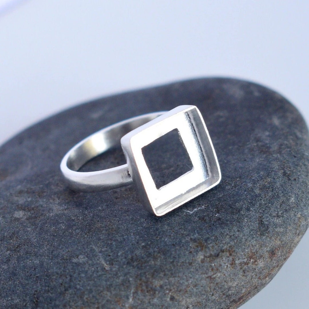 925 Sterling Silver Ring Collet, 3x3 to 30x30mm Ring Mount, Square ...