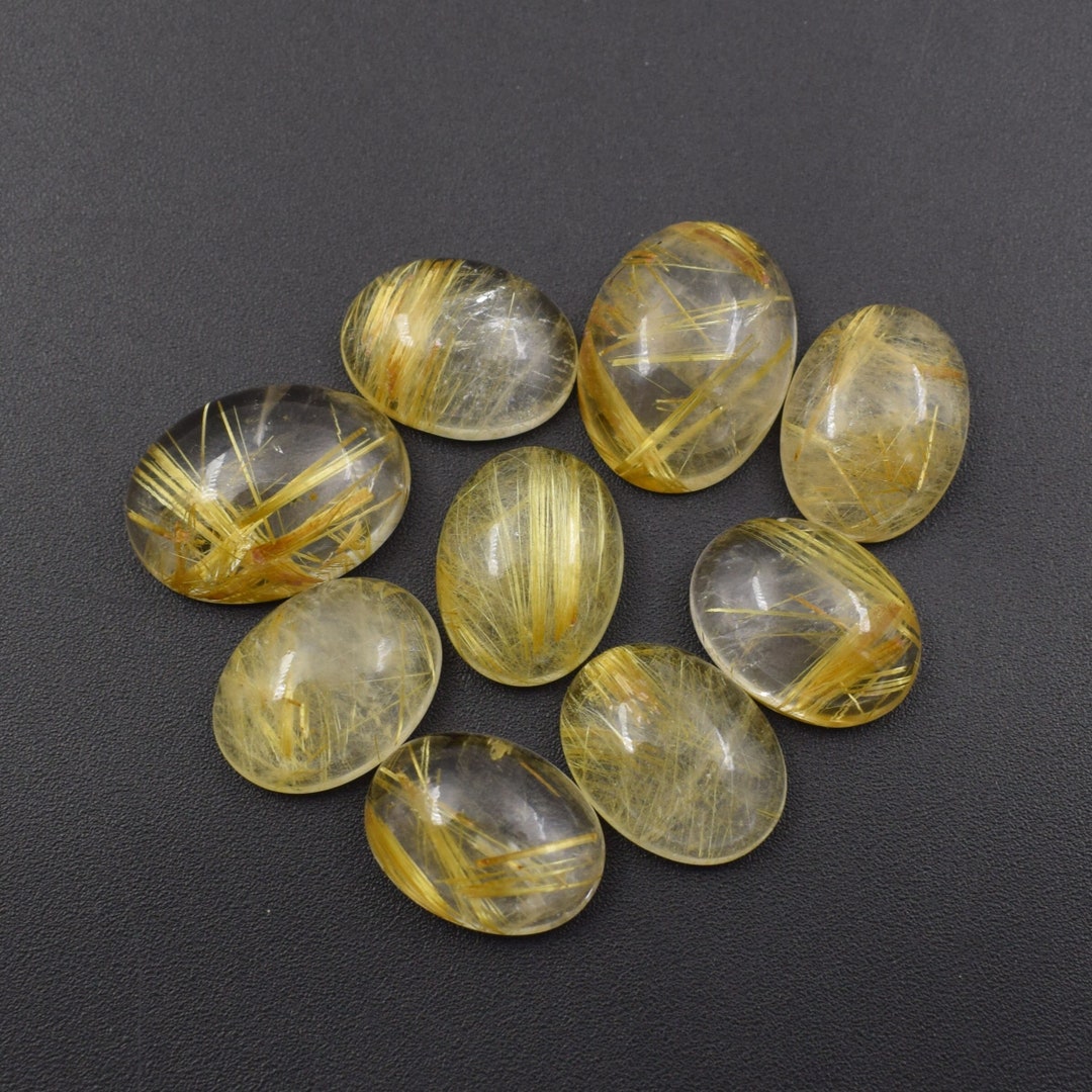 Natural Golden Rutilated Quartz Oval Shape Gemstone Cabochon Calibrated ...