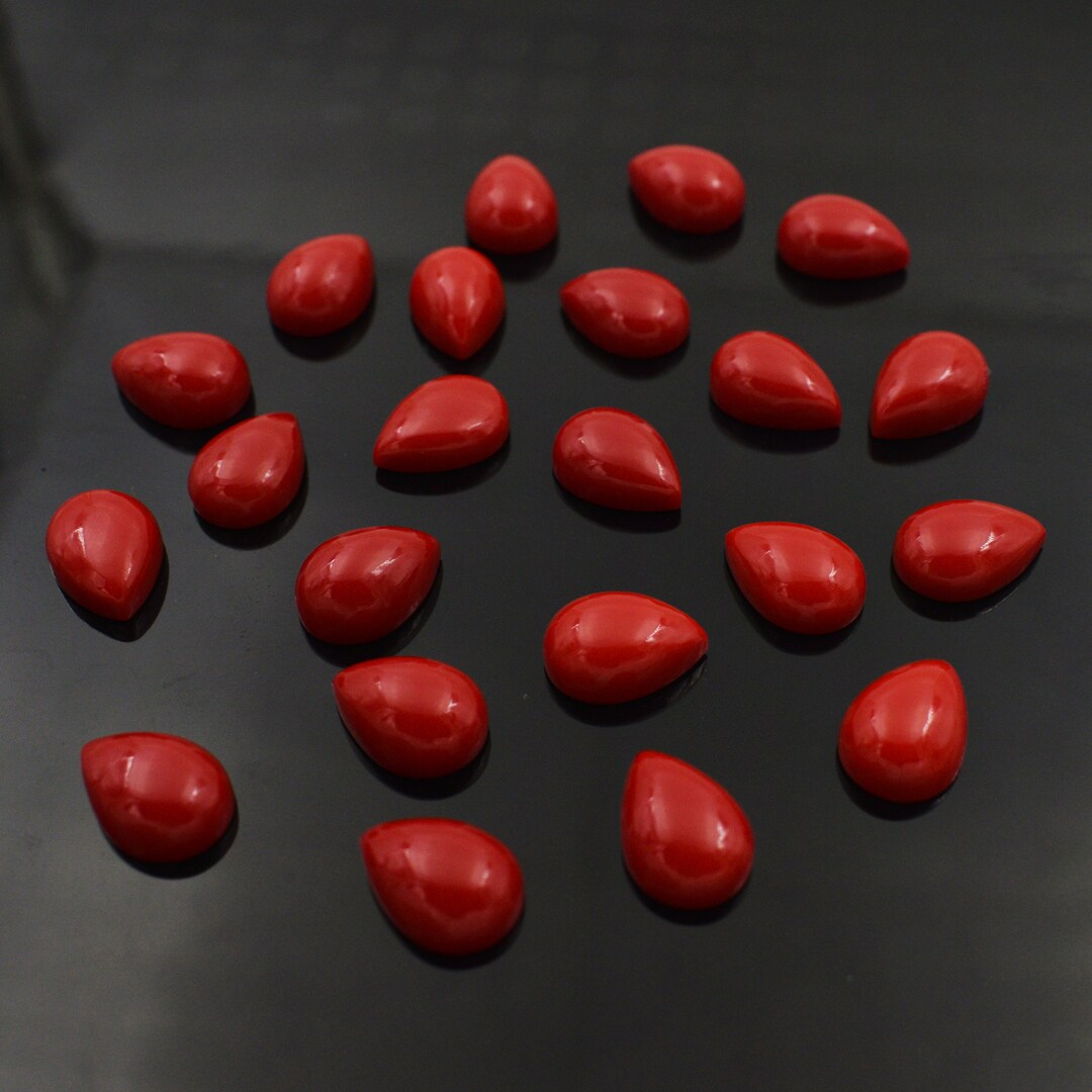 Red Coral Calibrated Cabochon Gemstone 3X5 MM to 20X30 MM Pear Shape ...