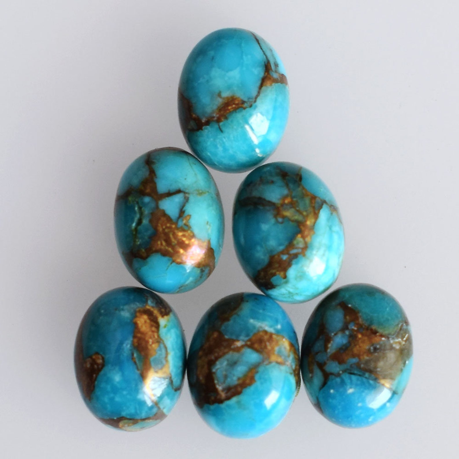 Blue Copper Turquoise Cabochon: Polished Oval Gemstones for Jewelry - Etsy